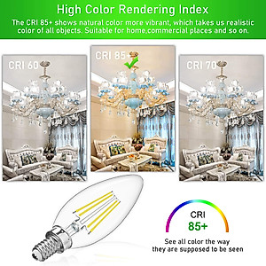 winshine E12 Candelabra LED Bulbs Dimmable 4000K Daylight 60W Equivalent,Type B Light Bulb for Chandelier, C35 Ceiling Fan Light Bulb Clear Glass,600LM,6 Pack
