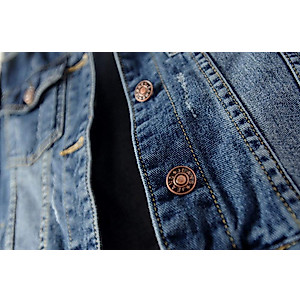 LifeShe Women's Casual Detachable Hoodie Denim Jacket