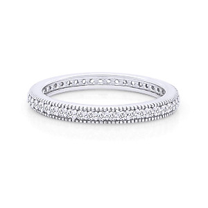 AFFY Womens Anniversary Eternity Bands 3 Stackable Rings Cubic Zirconia Engagement Bridal Milgrain Marquise Infinity Ring 14K White Gold Plated 925 Sterling Silver Ring Sets Size-8.5