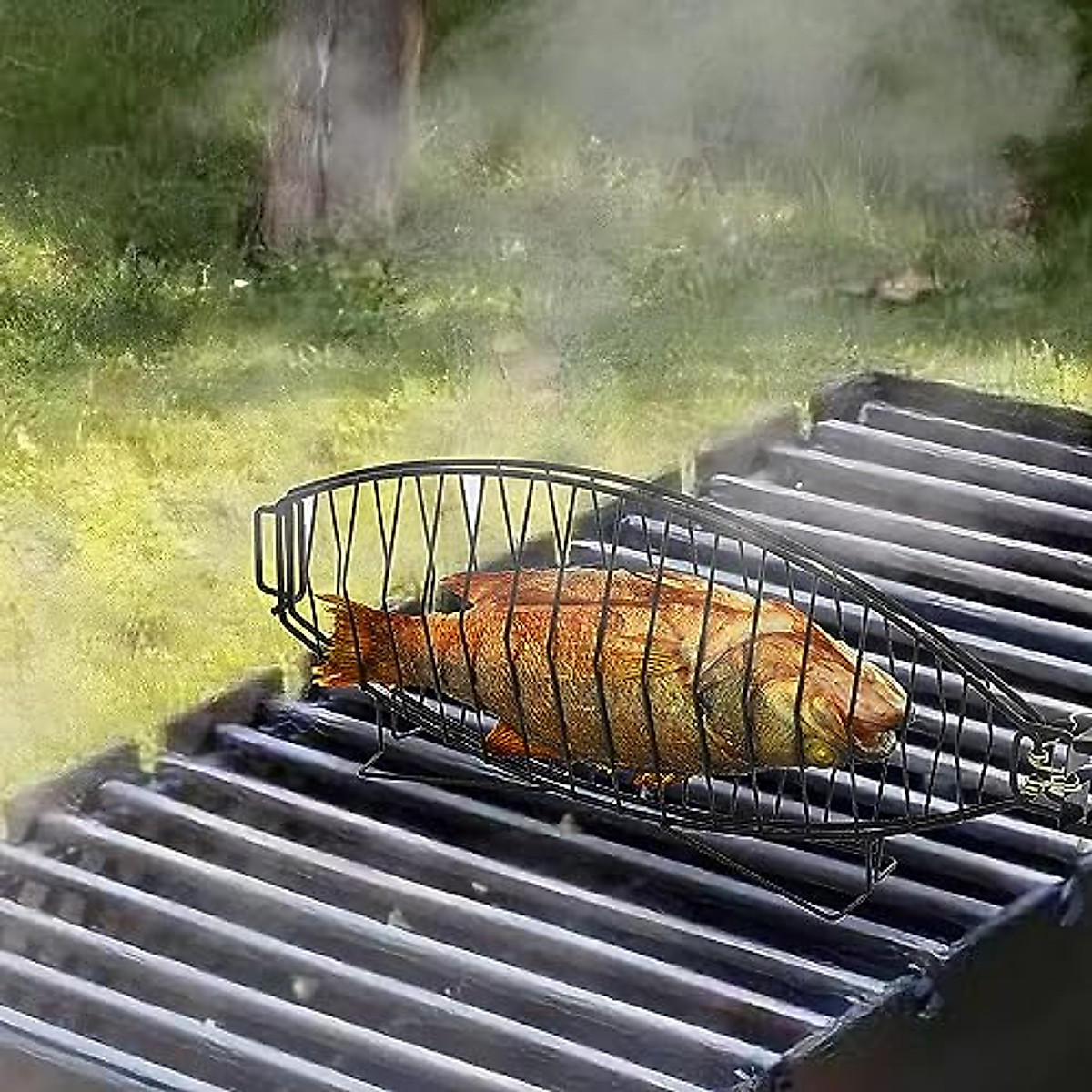 RTT Fish Grill Basket 2 Packs - Premium Stainless Steel Large Fish Basket for Grilling - Perfect for Cooking Whole Fish