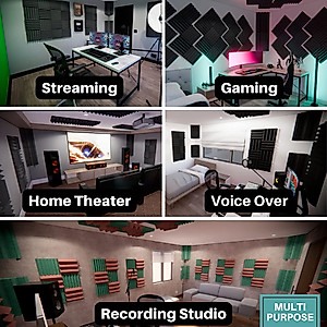 Bass Absorbing Wedge Style Panels - Soundproofing Acoustic Studio Foam - 12"x12"x4" Tiles - 2 Pack - DIY (Burgundy)