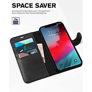 TUCCH iPhone XR Wallet Case, iPhone XR Case, Premium PU Leather Flip Cover [Shockproof TPU Shell] with Stand RFID Blocking Credit Card Slot Wireless Charging Compatible with iPhone XR 6.1, Black