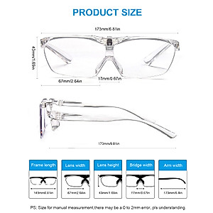 OKH 160% Magnifying Glasses, Flip Up Down Lens, Hands-Free Magnifier Eyeglasses for Close Work, Reading, Sewing, Jewelry Making, Craft, Hobby, Painting