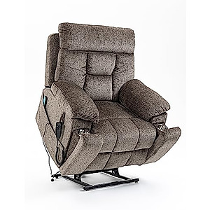 Cobplns 26 in Extra Wide Recliner&Overstuffed Chair, 400lb Weight Capacity 180° Adjustment Comfort Large Recliner & Lift Chair with Water Cup Holder, Full Body Massage, Lumbar Heating(Grey)