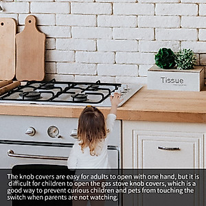 Arriveok 8 Pcs Gas Stove Knob Covers, Baby Oven Lock Kitchen Safety Guards Child Proof Knob Covers Stove Top Protector with Self Adhesive Tape (White)