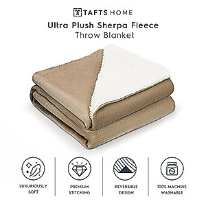 TAFTS Throw Blankets - Ultra Plush/Sherpa Fleece Blankets - Soft, Ultra Comfy and Fuzzy - Plush Blankets and Throws for Couch, Bed & Living Room - All Seasons - Blankets Throw Size - Nude Beige