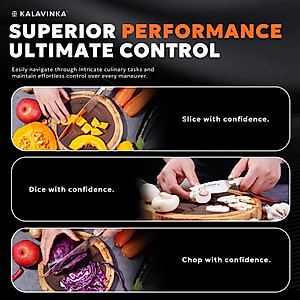KALAVINKA Premium 2PC Knife Set 8" Chef’s Knife & 3.5" Paring Knife – Sharp, Versatile, and Durable German Steel Knives in Gift Box for Professional Cooks, Home Chefs, and Special Occasions (SAMJNA)