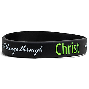 I Can Do All Things Through Christ One Size Fits Most Silicone Bracelets, Pack of 24