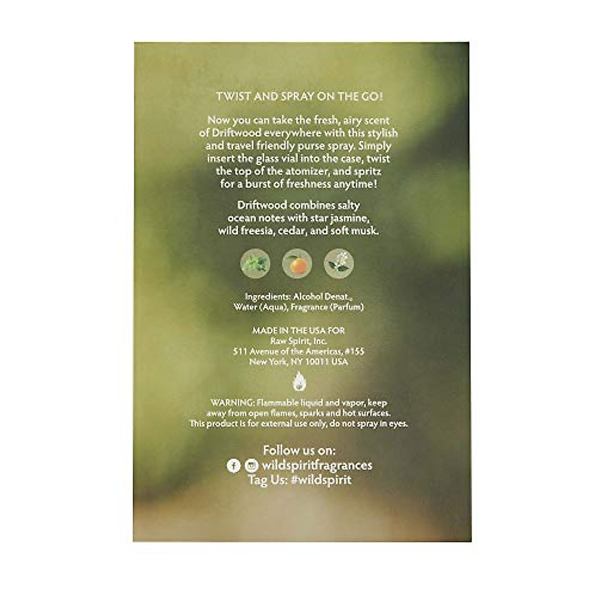 Wild Spirit Driftwood Eau De Parfum Atomizer | Fresh, Airy Perfume Cruelty-Free for Women, 9.7mL