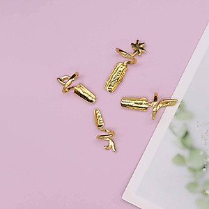 4 Pcs Opening Crystal Fingernail Ring Adjustable Rhinestone Nail Decoration Flower Finger Tip Rings Decoration Art Charm Fashion Accessories for Women Girls Gold Plated