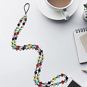 ifundom Phone Charm Strap Crystal Beaded Phone Rhinestone Glitter Long Lanyard Colorful Beads Hanging Neck Straps Bracelet Keychain for Women Girls