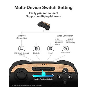 Jowua Multi-Device Wireless Controller Compatible for Tesla Model 3/Y/S/X/cybertruck Compatible for Switch, one controller set, SPECIAL PROGRAMMED and DESIGN FOR TESLA, Compatible for T (BLACK) [nintendo_switch,windows,ios,android]
