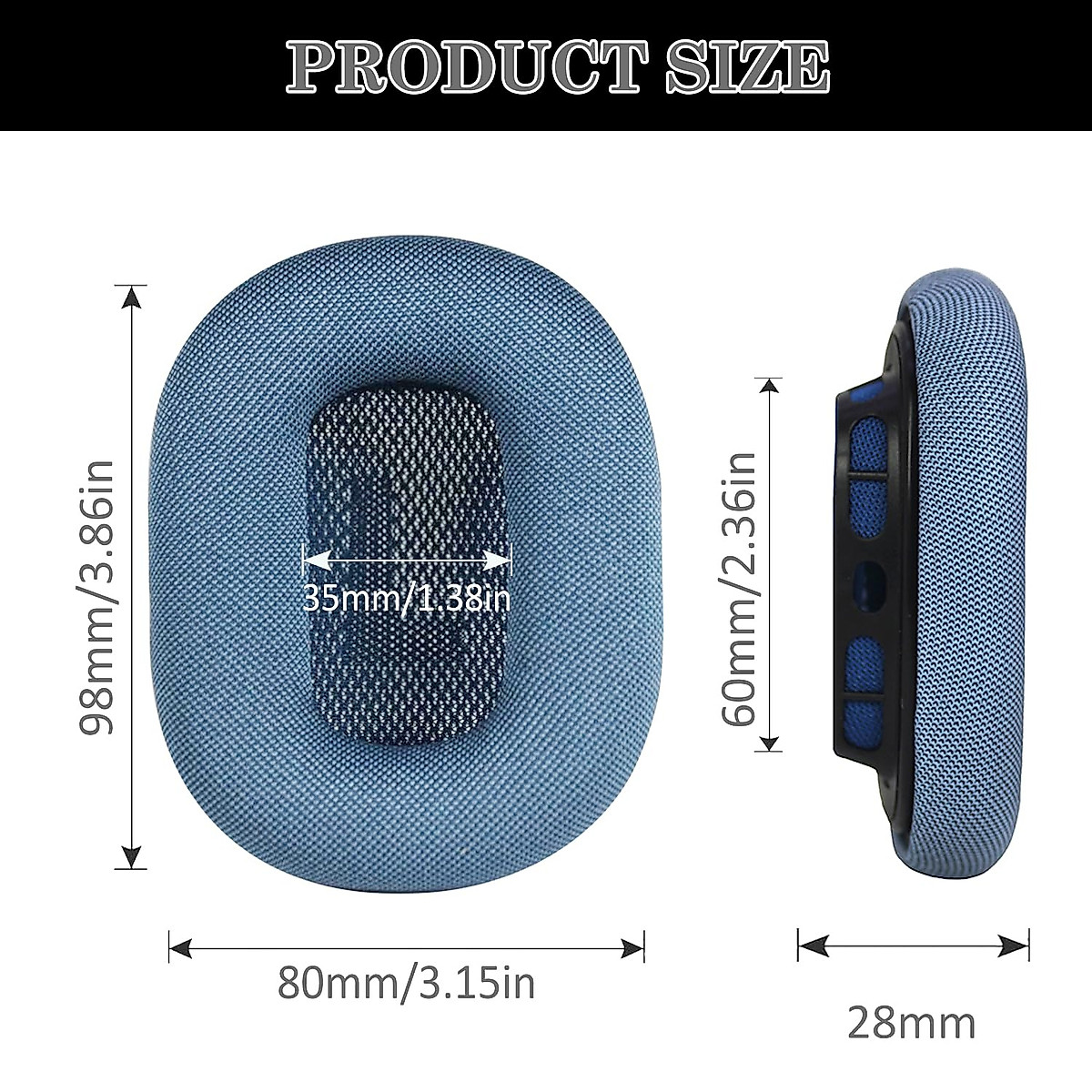 Aiivioll Ear Cushions for Airpods Max Headphones Replacement Ear Cushion Covers Made of Mesh Fabric and Memory Foam (Blue)