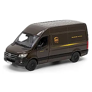 Kinsmart Compatible with Mercedes-Benz Sprinter UPS 2020 United Parcel Brown Delivery Van 1/48 O Scale Diecast Car, Black