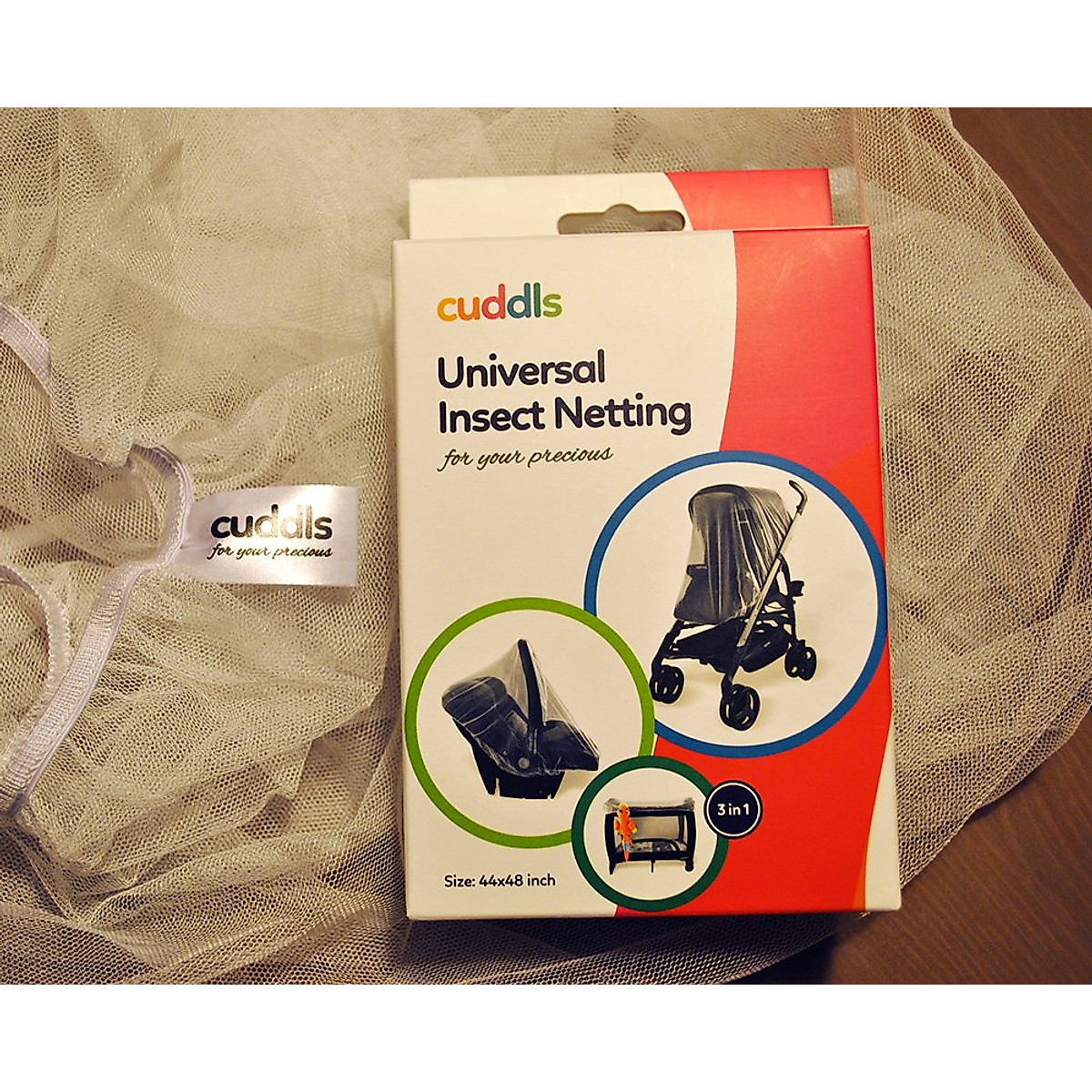 Baby Mosquito Net for Strollers, Carriers, Car Seats, Cradles. Fits Most PacknPlays, Cribs, Bassinets & Playpens. 44 x 48 Inch, Made of White, Portable & Durable Baby Insect Netting