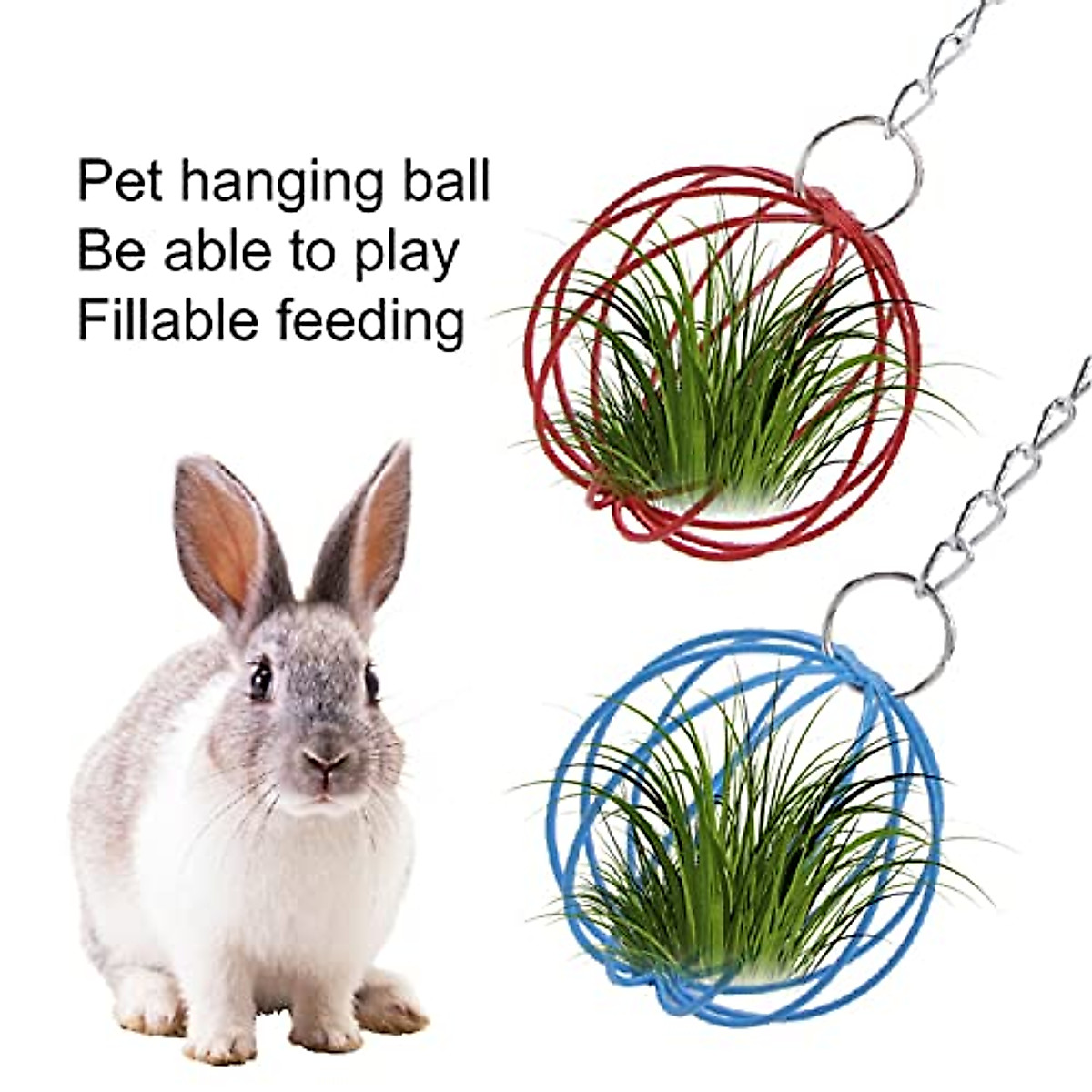 GIFZES Rabbit Hay Feeder, Feed Dispenser Hanging Ball Hay Feeder Pet Hay Ball Hanging Feed Dispenser Animal Supplies for Guinea Pig Hamster Rat Rabbit Chinchilla Red