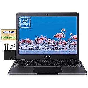 Acer 2022 Newest 512 Chromebook Laptop Student Business, Dual-Core Intel Celeron N4020, 12" HD+ Display, 4GB RAM, 32GB eMMC, Gigabit Wi-Fi 5, Bluetooth 5,12+ Hours Battery, Chrome OS+MarxsolCables
