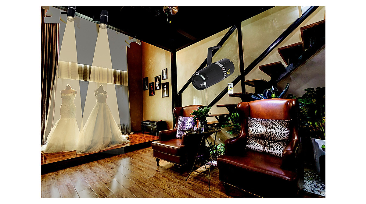 LED Pinspot Stage Light with IR Control - SENLAN 6W White Colors