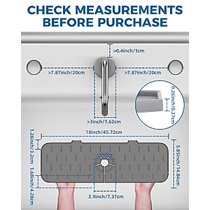 Kitchen Sink Splash Guard - 18 inch Silicone Faucet Handle Drip Catcher Tray, Dish Soap Sponge Holder Mat Behind Faucet, Kitchen Gadgets Sink Accessories Drying Mat Sink Caddy Organizer for Kitchen