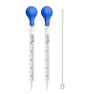 ccHuDE 2 Pcs 10ml Glass Pipette Droppers Liquid Transfer Eye Droppers Large Essential Oil Droppers Dropping Pipettes with Bulb Cleaning Brush