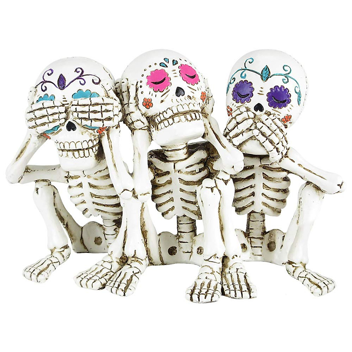 Nemesis Now Three Wise Calaveras Skeleton Figurine 20.3cm, Polyresin, White, One Size