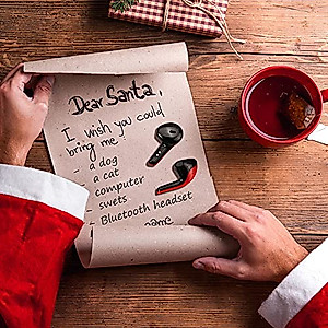 Chiline Wireless Bluetooth Earbuds 5.1 in-Ear Light-Weight Earphones Built-in Microphone,IPX5 Waterproof Headphones,True Noise Cancelling Wireless Earbuds,Black & Red for Gift