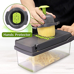 Vegetable Chopper,Senbowe Multifunctional 13-in-1 Food Choppers Onion Chopper Vegetable Slicer Cutter Dicer Veggie chopper with 8 Blades,Colander Basket,Container for Salad Potato Carrot Garlic