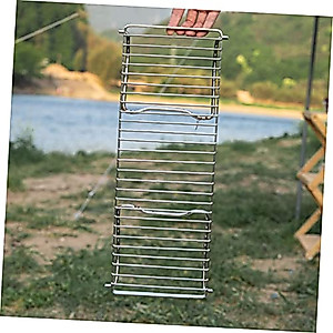 Kisangel 2pcs Burner Support Mini Charcoal Grill Outdoor Charcoal Grill Portable Bbq Grill Campfire Grill Rack Camp Grill Grate Camping Grill Rack Camping Barbecue Rack Foldable Grill Rack