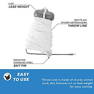 A1FISHER 3Packs Crab Throw Line Length 30FT/9.14M with 4OZ Lead Weight