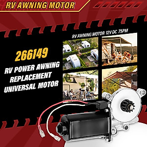 Fexhull RV Awnings Motor Fit for Universal Motor | Fit for Solera Power Awnings with Dual Connectors, 75-RPMm and 12-Volt DC, Replace# 266149