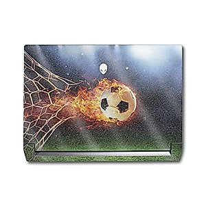MightySkins Glossy Glitter Skin Compatible with Alienware M17 R5 (2022) Full Wrap Kit - Flaming Soccer Ball | Protective, Durable High-Gloss Glitter Finish | Easy to Apply | Made in The USA