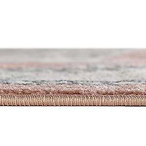 Unique Loom Parker Collection Colorful Medallion Pink/Beige Area Rug (9' 0 x 12' 0)