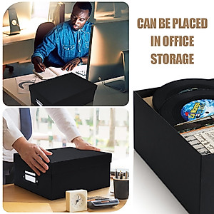 Teling 12 Pack Photo Storage Boxes Nesting Picture Organizers Bulk Scrapbook Storage with Lids for Photos Toys Files Clothes (Black)