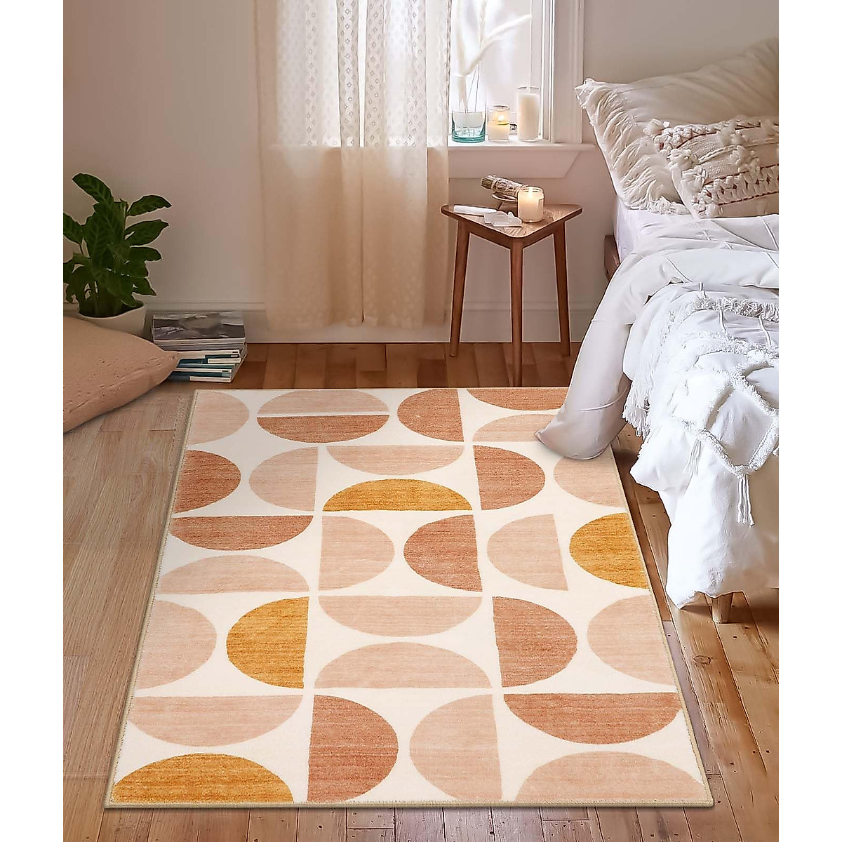 Lahome Boho Rug - 3x5 Washbale Rugs for Bedroom Office Dorm, Bohemian Non-Slip Soft Classroom Rug Girls Ultra-Thin Geometric Small Carpet for Living Room Entryway Kitchen Playroom(3'x 5',Multi)