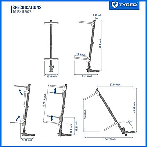 Tyger Auto TG-RK1B707B Folding Hitch-Mounted Ski/Snowboard Rack Fits 2" or 1.25" Receiver Carries 6 Pair Skis or 4 Snowboards | Key Lock | Security Strap | Vertical Adjustable | Tilt Access