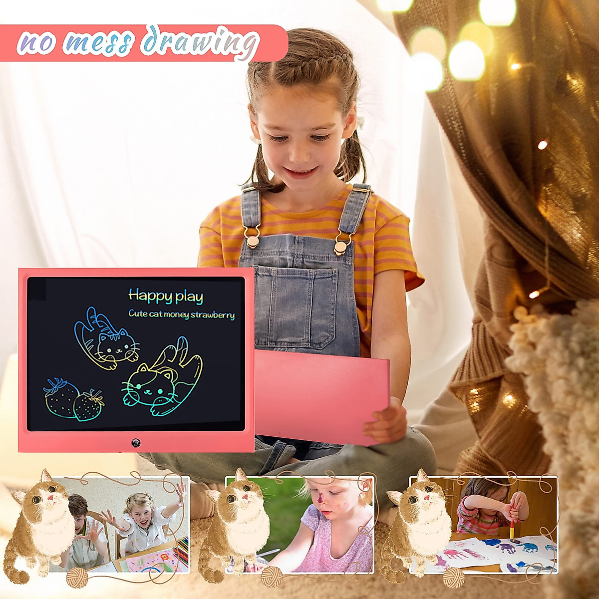 LCD Writing Tablet for Kids, 15 Inch Electronic Erasable Drawing Tablet, Toddler Learning Educational Toys Christmas Birthday Gifts for Kids Age 3+