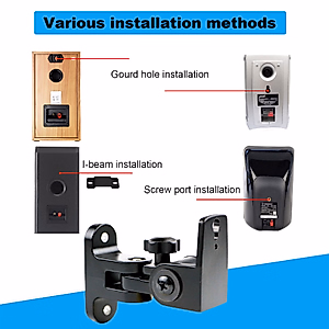 BS-218pro Universal Speaker Wall Mount for Small Speakers ,Vertical 120°, Horizontal 180°Adjustment,Hold up to 30lbs,Compatible with Bose, JBL, KEF, Klipsch, Sony & Others(2 Packs Black)