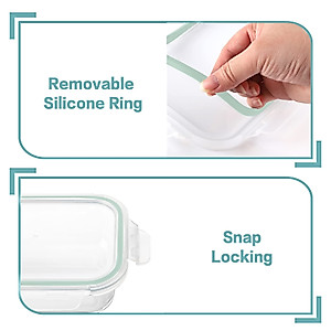 HOMBERKING 10 Pack 22oz Glass Meal Prep Containers, Glass Food Storage Containers with Lids, Airtight Glass Lunch Bento Boxes, BPA-Free & Leak Proof (10 lids & 10 Containers) - Blue