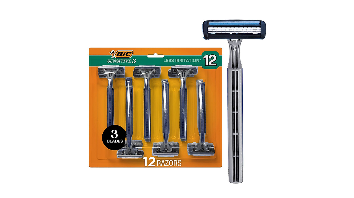 BIC Sensitive 3 Disposable Razors for Men With 3 Blades for Sensitive ...