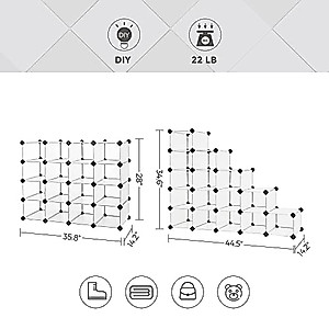 SONGMICS Cube Storage Organizer Bundle with Shoe Rack, Customizable Plastic Cabinet, Modular Bookshelf Storage Unit, Space-Saving for Entryway, Closet, Living Room, Bedroom, White ULPC06W and ULPC44S