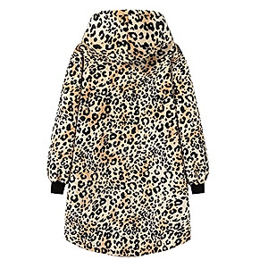ANDSTAR Wearable Blanket Hoodie, Oversized Hooded for Women and Men, Comfy Sweatshirt with Giant Pocket （Leopard Print）