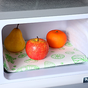 20 Pack Refrigerator Liners Absorbent Fridge Liner Veggie and Fruits Print Shelf Liner Non Adhesive for Kitchen Tray Sink Drawer Cabinet Wire Shelves Organizer Mat, 12 x 24 Inch (Fresh)