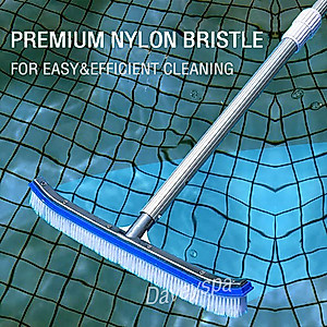 Katikies Pool Brush,Stainless Steel Brush Head,Wire Bristles,for Cleaning and Scrubbing Surfaces Debris Off of All The Areas Within a Pool - Walls, Tiles, Floors, Steps and Corners. (18-inch While)