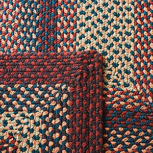 SAFAVIEH Braided Collection 6' Square Brown/Rust BRD651Z Flatweave Reversible Cotton Living Room Dining Bedroom Area Rug