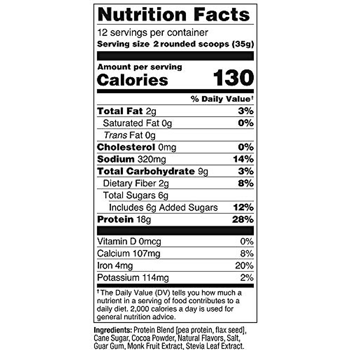 OLLY Plant Powered Protein, 18g Plant Protein, Protein Powder, Vegan, Gluten Free, Non GMO, Chocolate, 12 Day Supply - 14.8 Ounces