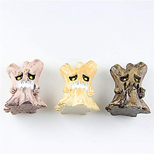 3pcs Halloween Miniature Micro Landscape Moss Succulent Potted Ornaments Bonsai Fairy Garden Landscape DIY Decor Desktop Ornaments (Grey + Yellow + Purple)