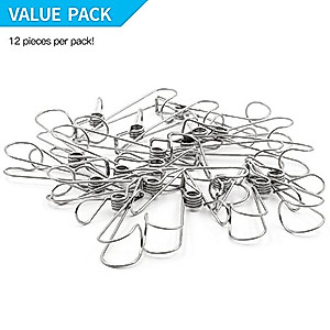 12 Pack Laundry Hooks Clothes Pins Hanging Clips Metal Baby Delicate Item Hanger Rack Office Home Travel Portable