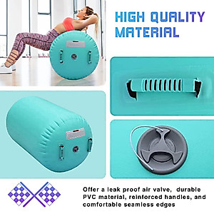 CZGBRO 4FT Air Roller Air Spot Gymnastics Air Barrel, Air Mat Tumble Track Gymnastic Equipment Inflatable Tumbler Backbend Trainer with Electric Pump for Yoga Cheerleading Home & Water Use