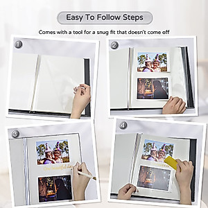 Popotop Large Photo Album Self Adhesive 4×6 5×7 8×10 inch Pictures DIY Scrapbook Magnetic Album 40 Pages for Family Wedding Gifts with Metal Pen and Plastic Board