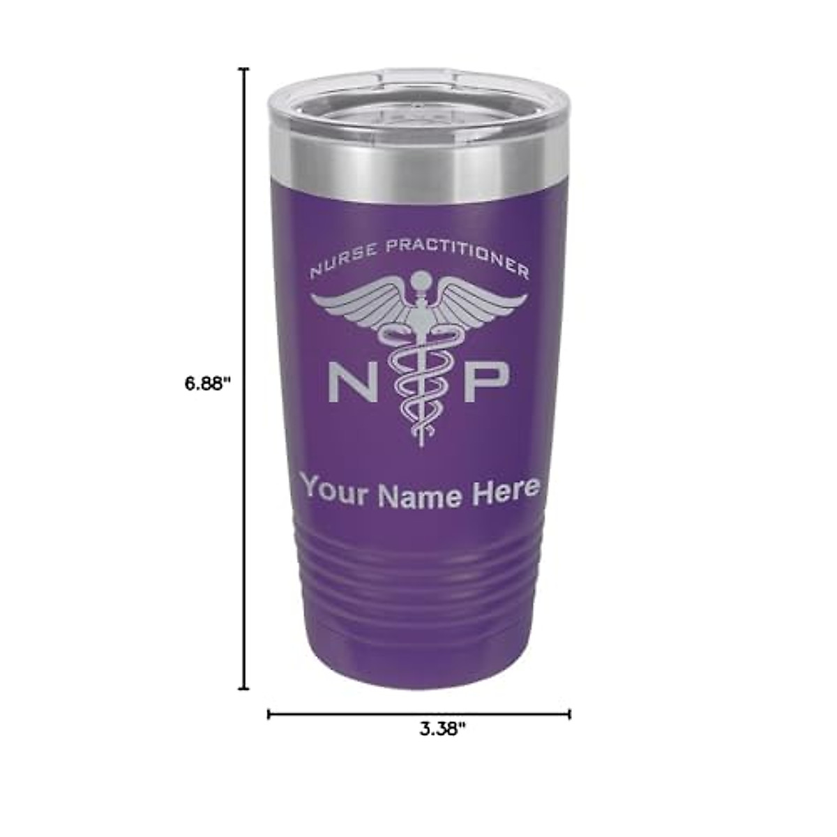 LaserGram 20oz Vacuum Insulated Tumbler Mug, NP Nurse Practitioner, Personalized Engraving Included (Dark Purple)